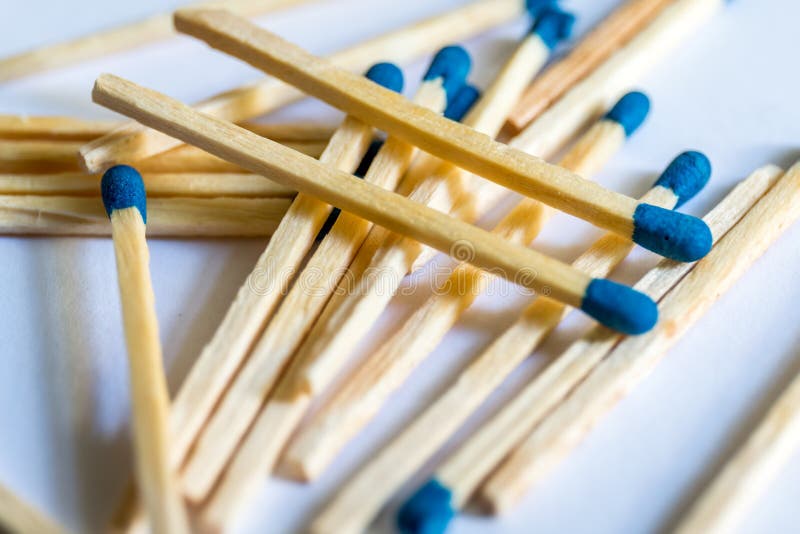Matches with a blue head stock photo. Image of element - 59628996