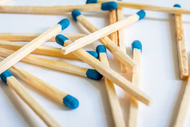 Matches with a blue head stock photo. Image of design - 59629032
