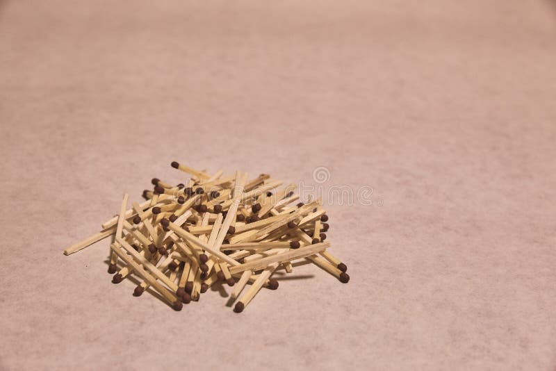 Matches in the Box. a Bunch of Matches Scattered on the Texture. Stock ...