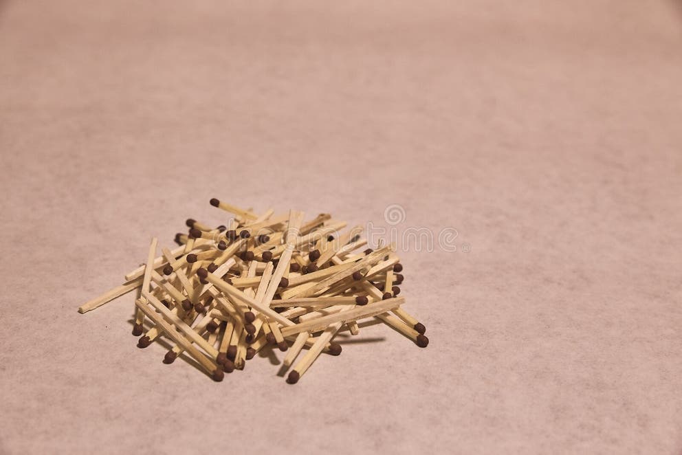Matches in the Box. a Bunch of Matches Scattered on the Texture. Stock ...