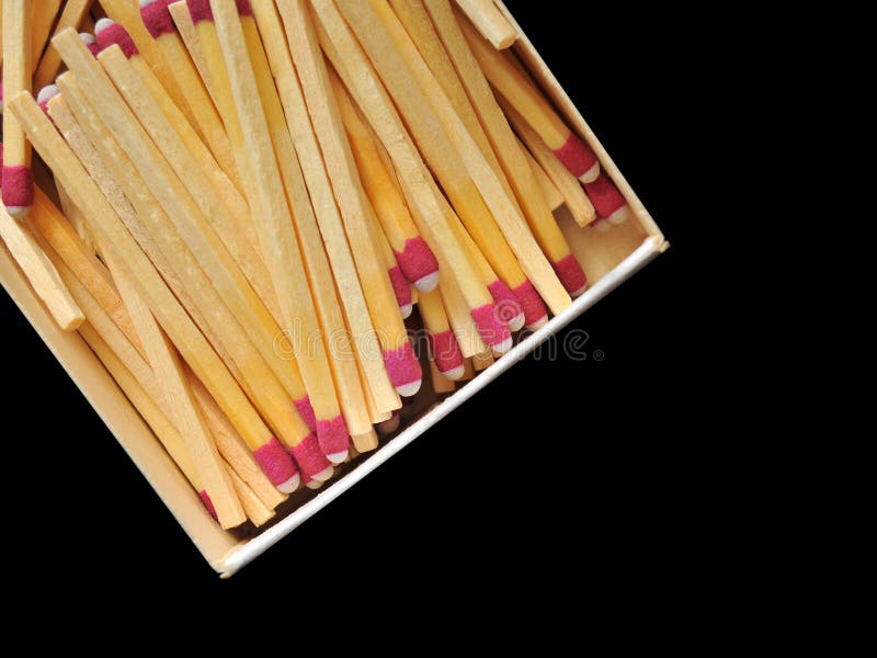 Matches in a Box Isolated on Black Stock Photo - Image of dangerous ...