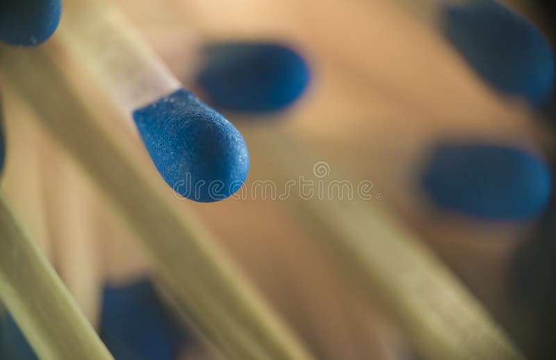 Macro of blue matchsticks stock photo. Image of danger - 26634286