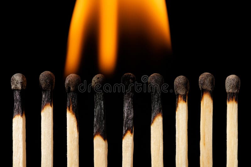 Matches on Fire, Black Background, Horizontal Shot Stock Image - Image ...
