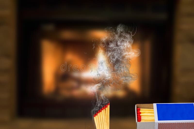Matches, Fire and Smoke. a Matchbox and Rising Smoke from Several ...