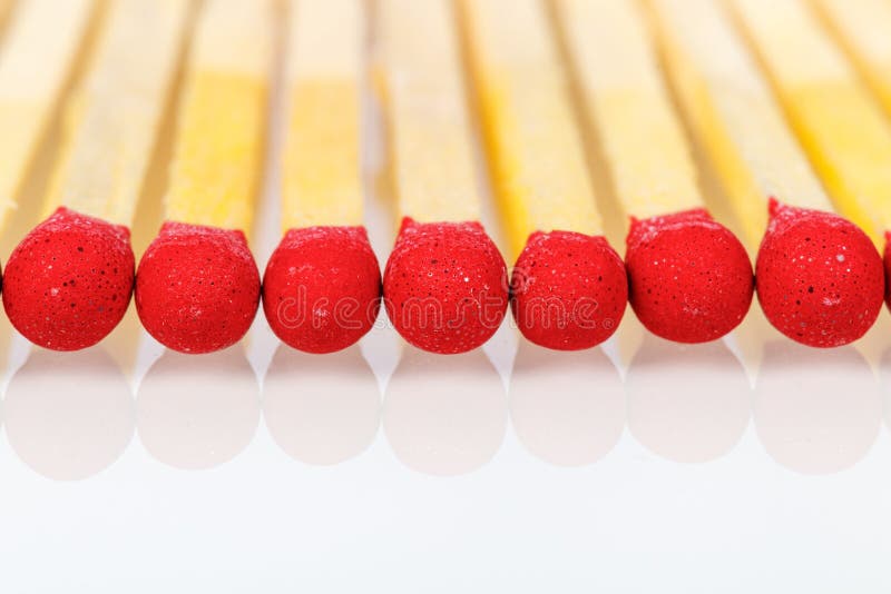 Matches with a Red Head on a White Background Stock Image - Image of ...