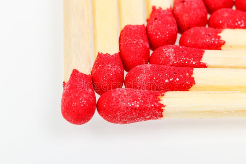 Matches with a Red Head on a White Background Stock Image - Image of ...