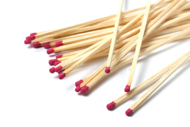 Matches with Red Heads Close-up on a White Background, Copy Space ...