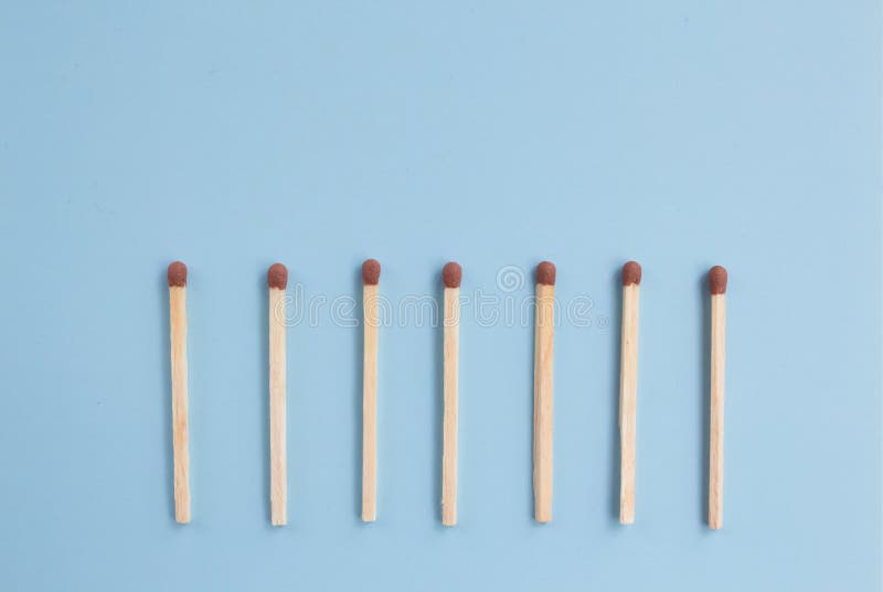 Matches in a Row on a Blue Background, Down Arrow from Matches. Top ...