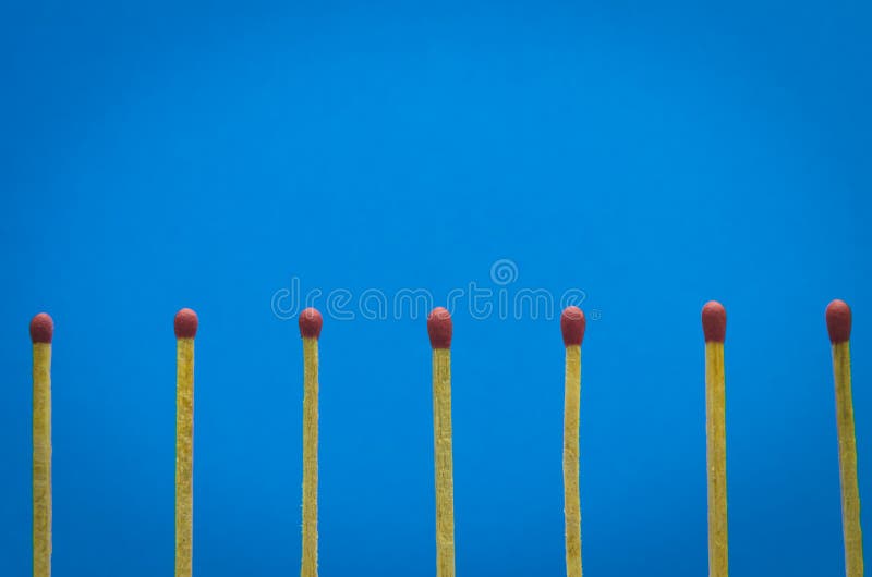 Matches Setting on Blue Background for Ideas and Inspiration Stock ...