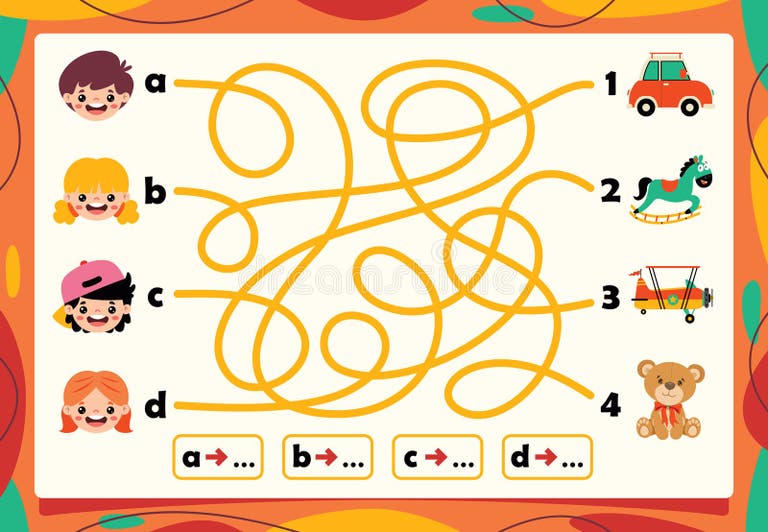 Matching Characters with Objects Game Stock Illustration - Illustration ...