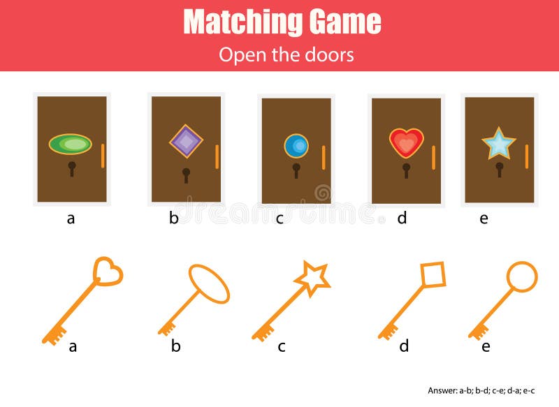 Kids Worksheet Matching Shapes and Shadows Stock Vector - Illustration ...