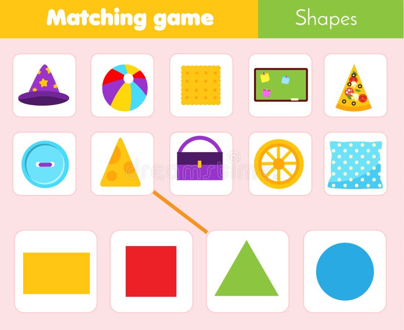 Matching Children Educational Game. Match Objects and Shapes. Activity ...