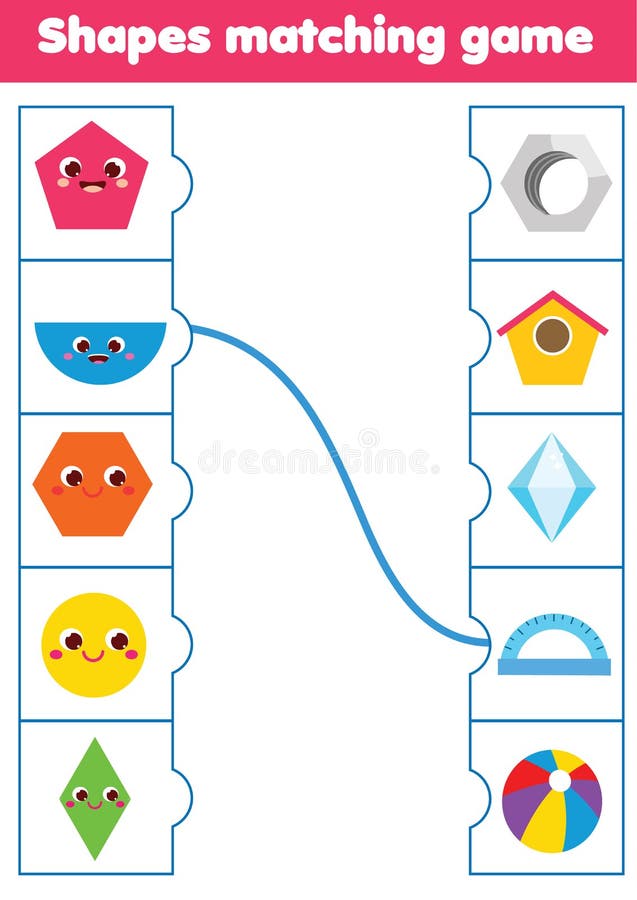 Matching Children Educational Game. Match Objects and Shapes. Activity ...