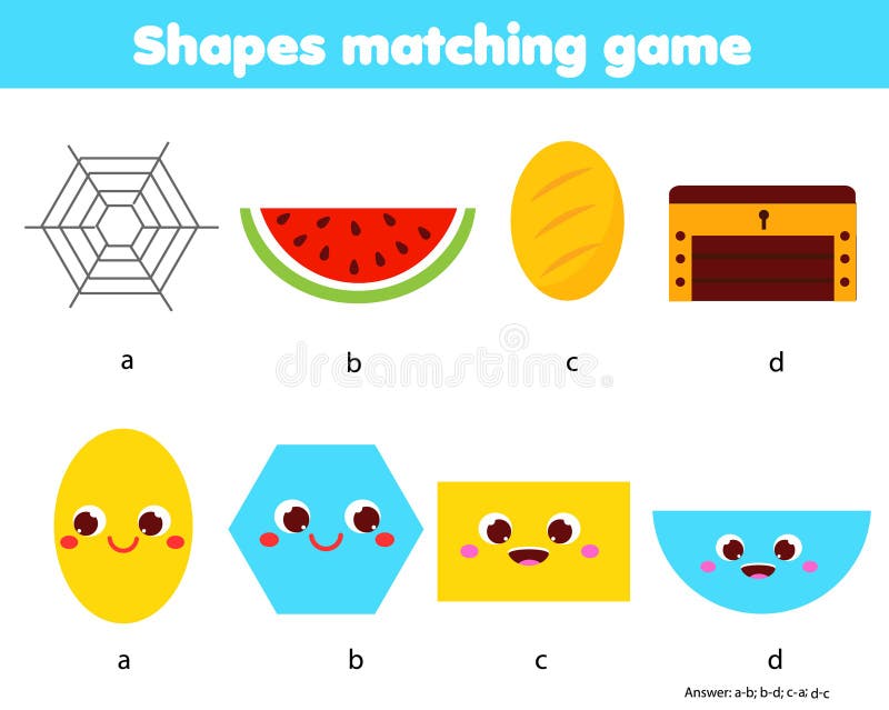 Matching Children Educational Game. Match Objects and Shapes. Activity ...