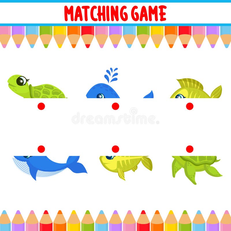 Matching Children Educational Game Match Objects Vector Image Stock ...