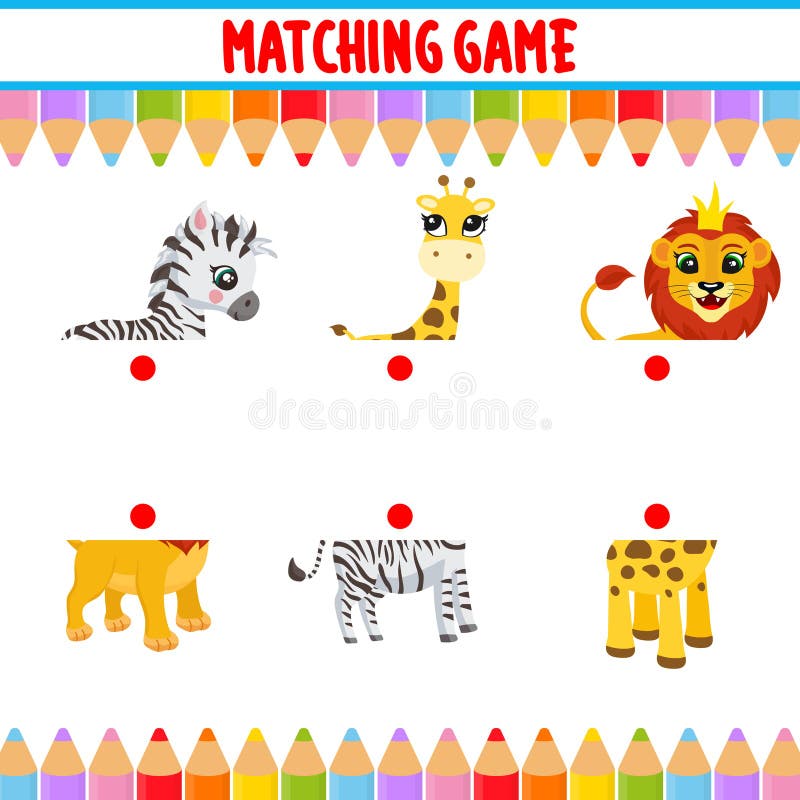 Matching Children Educational Game Match Objects Vector Image Stock ...
