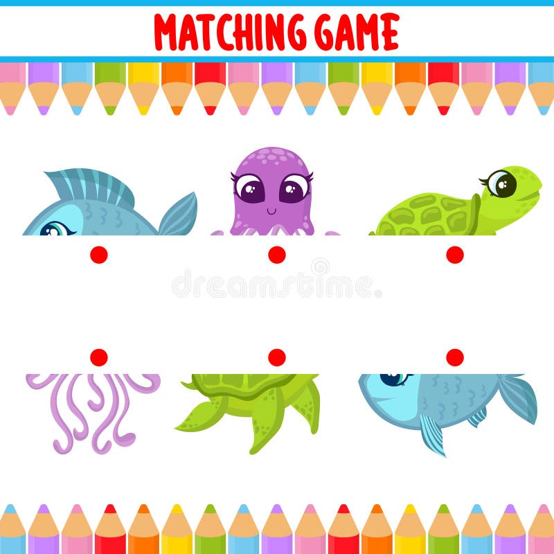 Matching Children Educational Game Match Objects Vector Image Stock ...