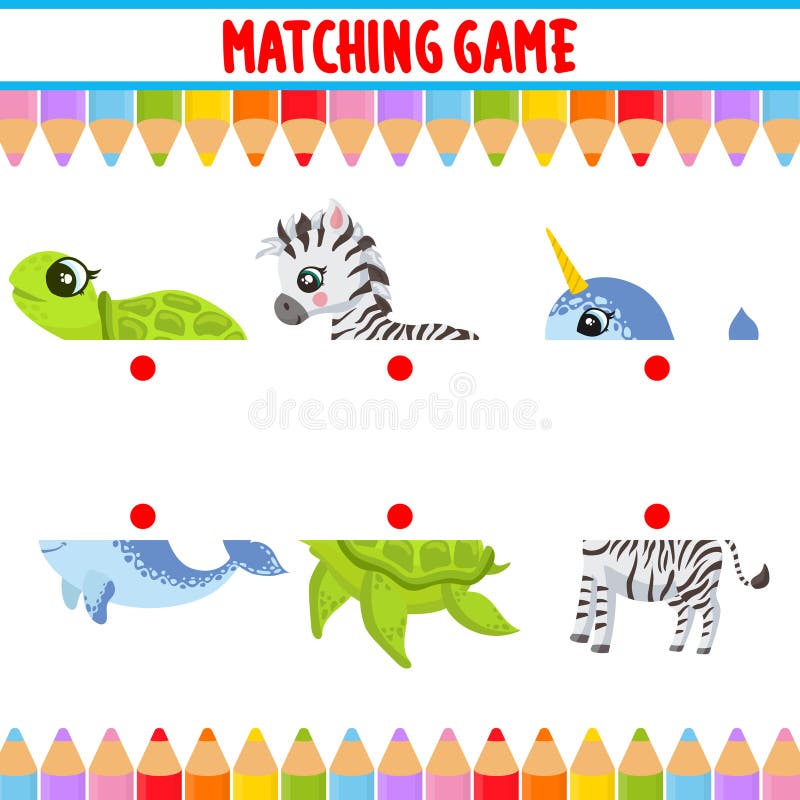Matching Children Educational Game Match Objects Vector Image Stock ...