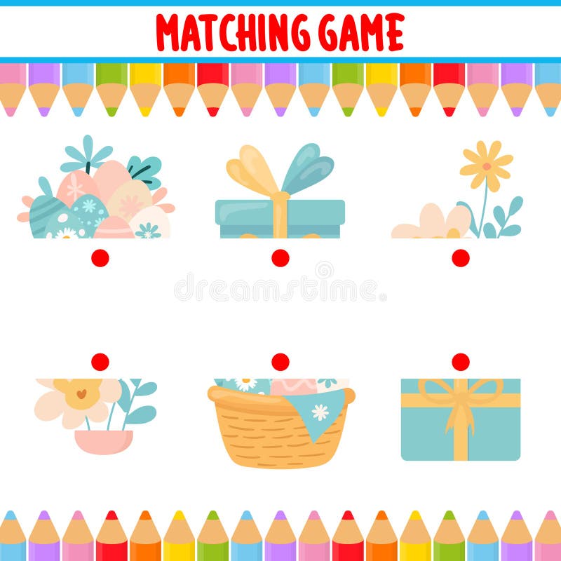 Matching Children Educational Game Match Objects Vector Image Stock ...