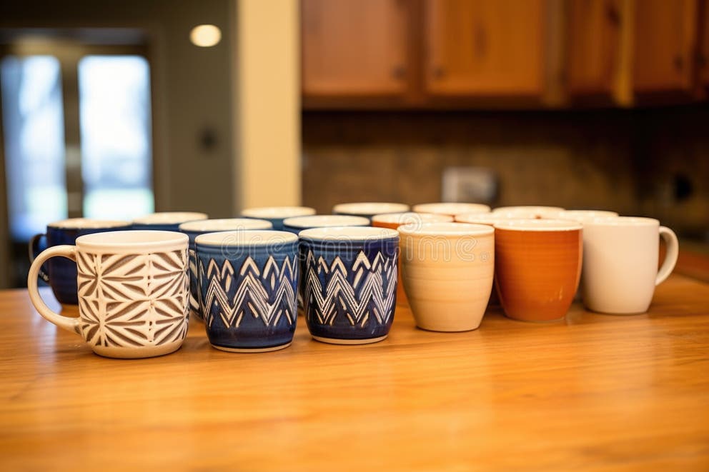 Matching Coffee Mugs Separated by a Table Stock Image - Image of ...