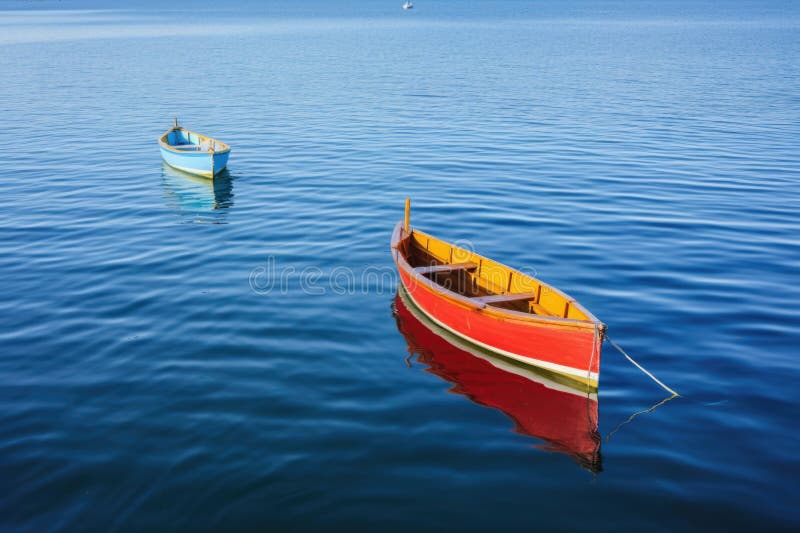 Matching Colored Boats Sailing in Opposite Directions Stock Photo ...