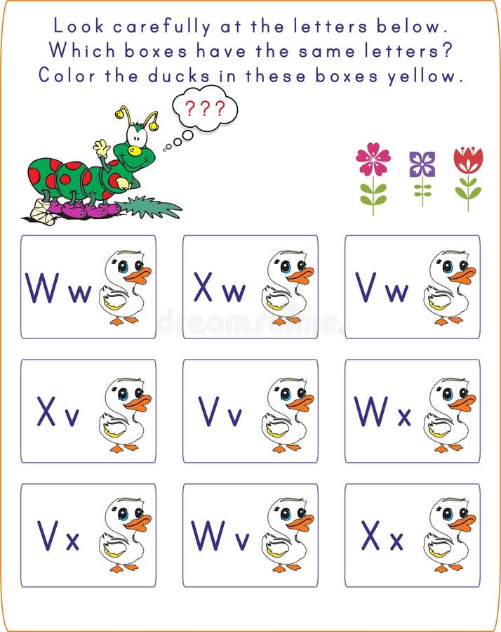 Matching the Correct Letters from the Box. Stock Vector - Illustration ...