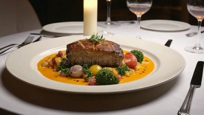 Matching Decorations in a Five-star Restaurant Stock Illustration ...