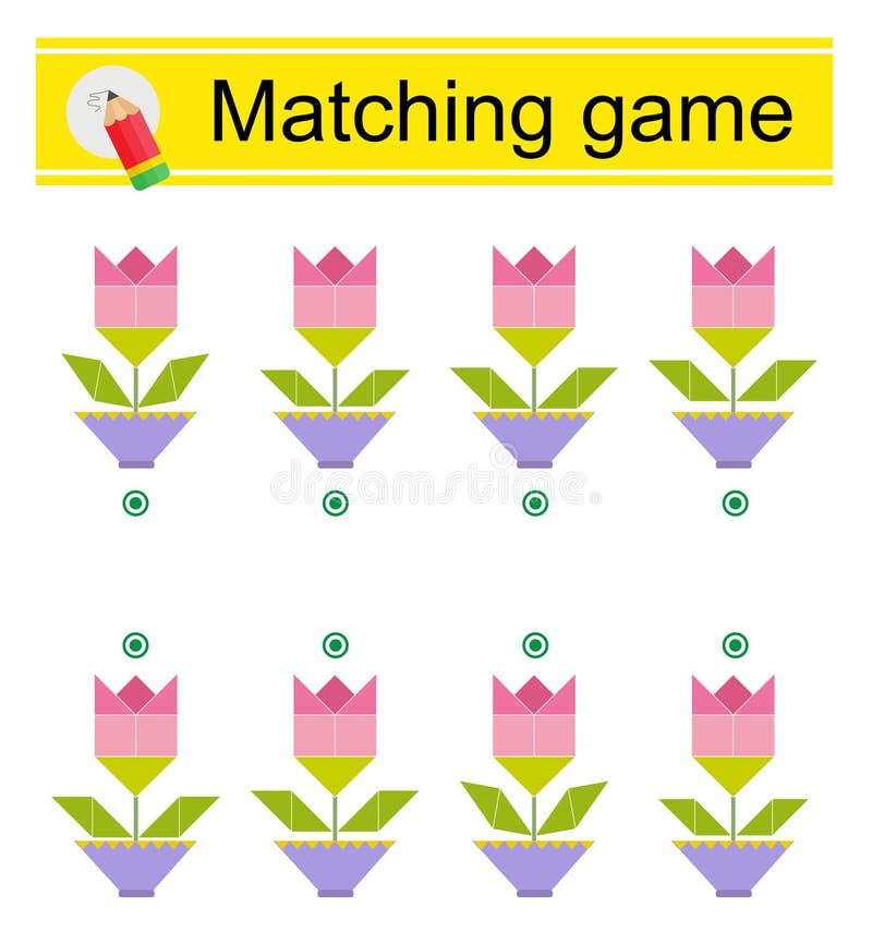 Matching Game. Attention Task for Kids Stock Vector - Illustration of ...