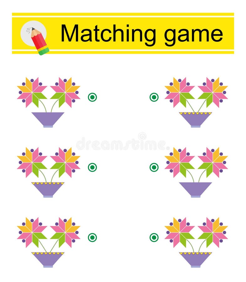 Matching Game. Attention Task for Kids Stock Vector - Illustration of ...