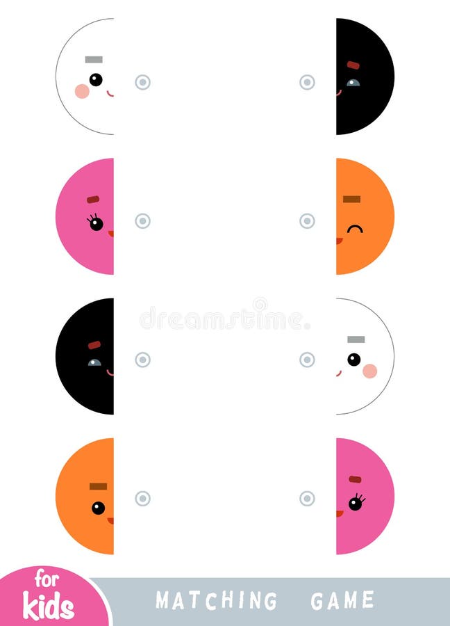 Matching Game, Game for Children. Match the Halves. Set of Colored ...