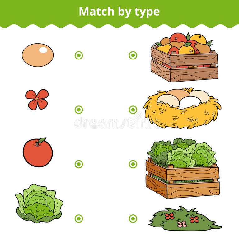 Matching Game for Children. Match Items by Type Stock Vector ...
