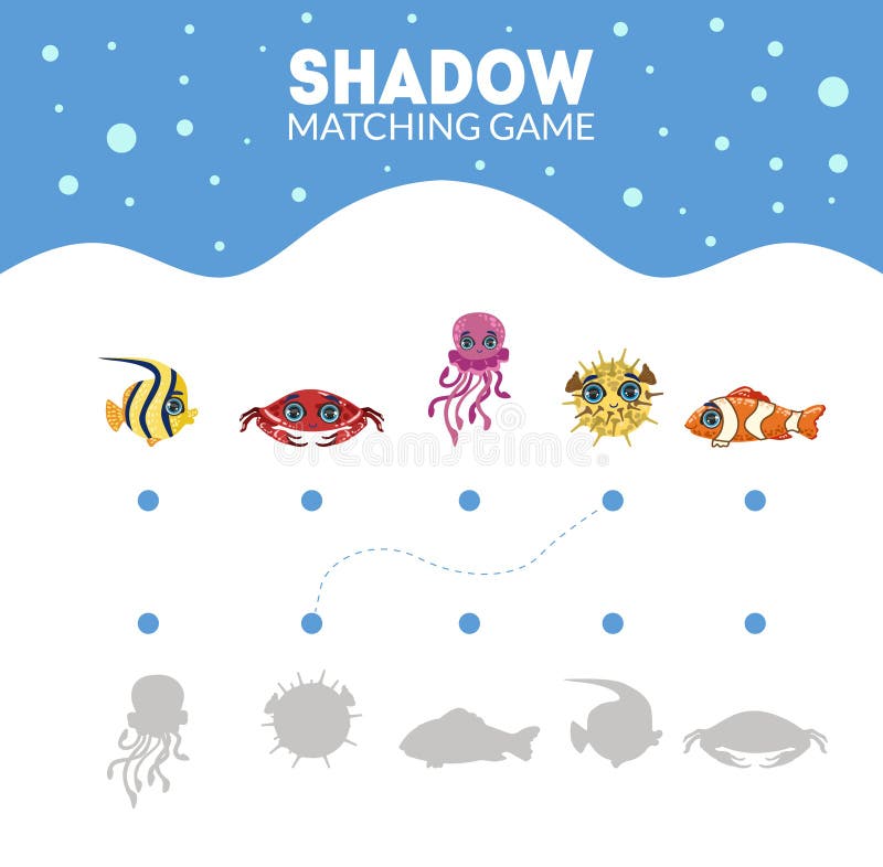 Matching Game with Cute Sea Creatures, Find the Correct Shadow ... Matching Game with Cute Sea Creatures, Find the Correct Shadow ...