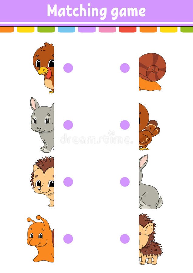 Matching Game. Draw a Line. Education Developing Worksheet. Activity ...