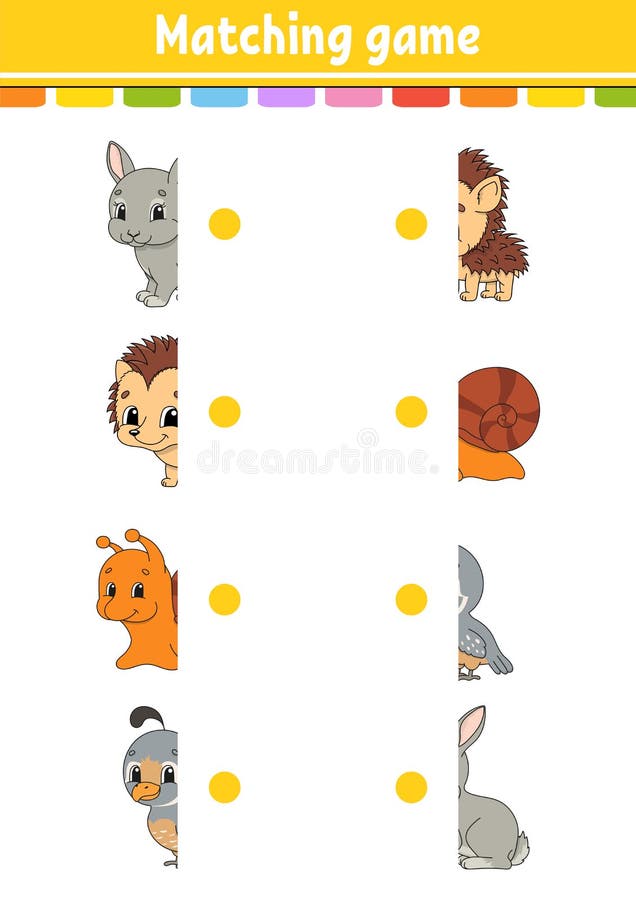 Matching Game. Draw a Line. Education Developing Worksheet. Activity ...