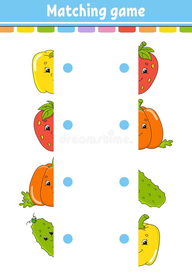 Matching Game. Draw a Line. Education Developing Worksheet. Activity ...