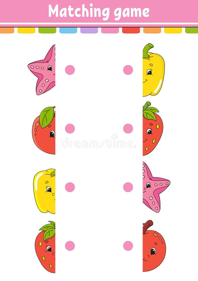 Matching Game. Draw a Line. Education Developing Worksheet. Activity ...