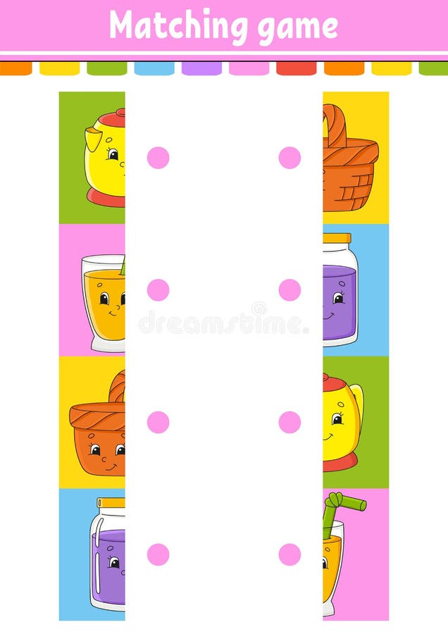 Matching Game for Kids. Find the Correct Answer. Draw a Line. Learning ...