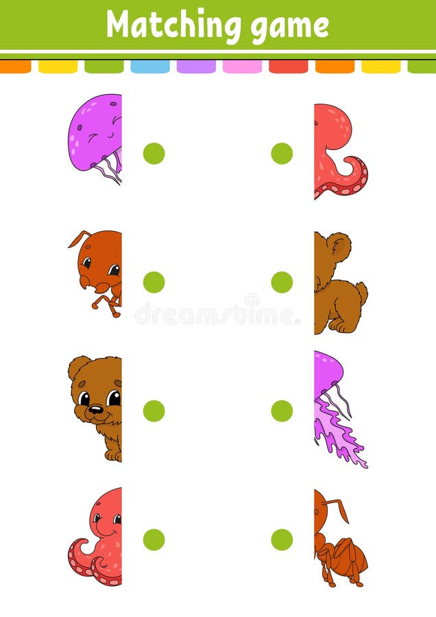 Matching Game for Kids. Find the Correct Answer. Draw a Line. Learning ...