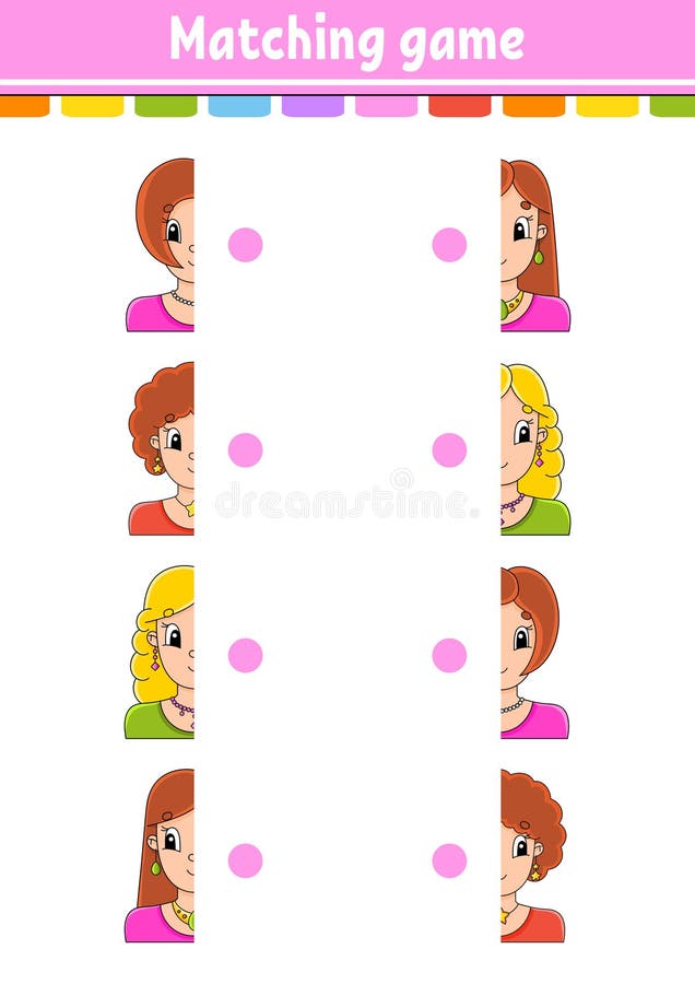 Matching Game for Kids. Find the Correct Answer. Draw a Line. Learning ...