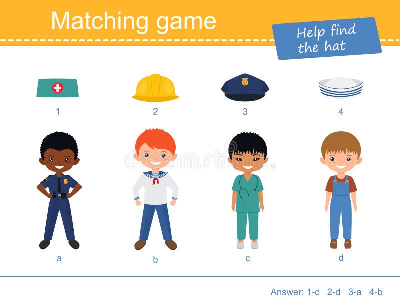 1447 Matching Game. Educational Puzzle for Children. Flat Cartoon Style ...