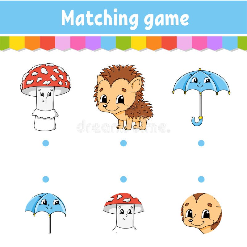 Matching Game for Kids. Education Developing Worksheet. Draw a Line ...