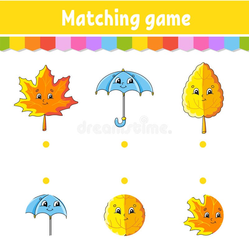 Matching Game for Kids. Education Developing Worksheet. Draw a Line ...
