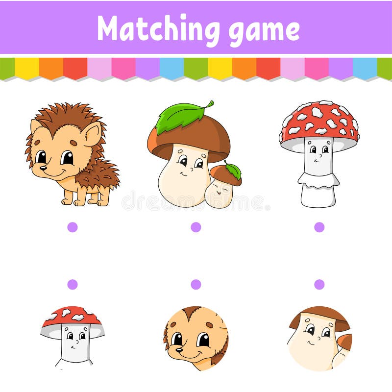 Matching Game for Kids. Education Developing Worksheet. Draw a Line ...
