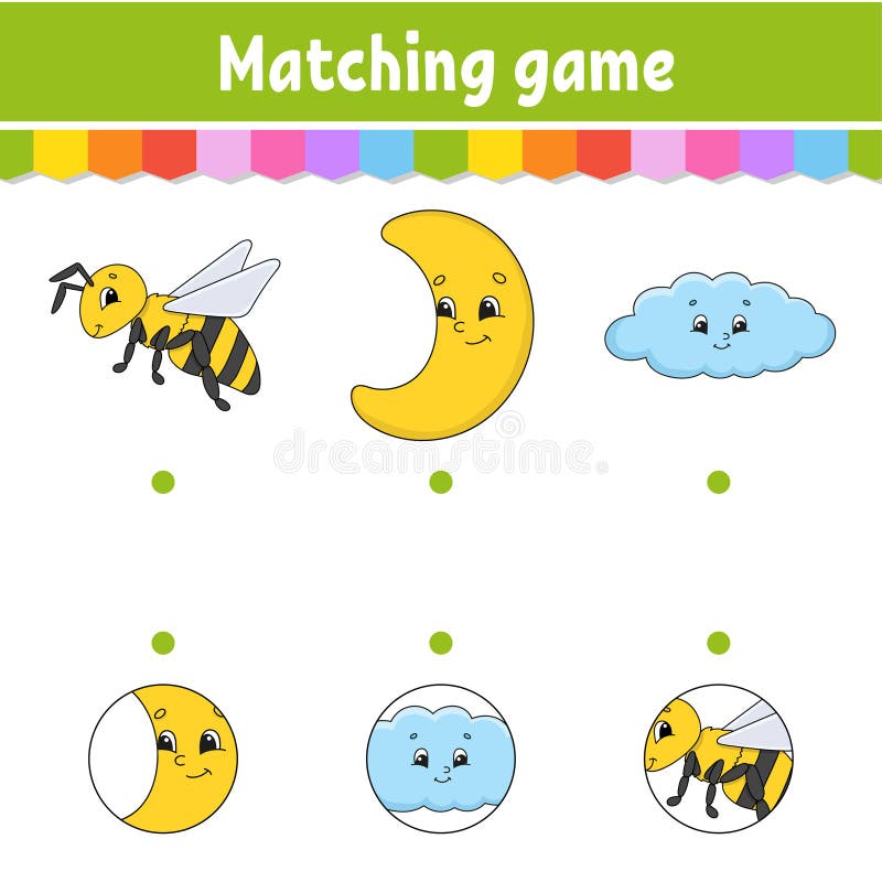 Matching Game for Kids. Education Developing Worksheet. Draw a Line ...