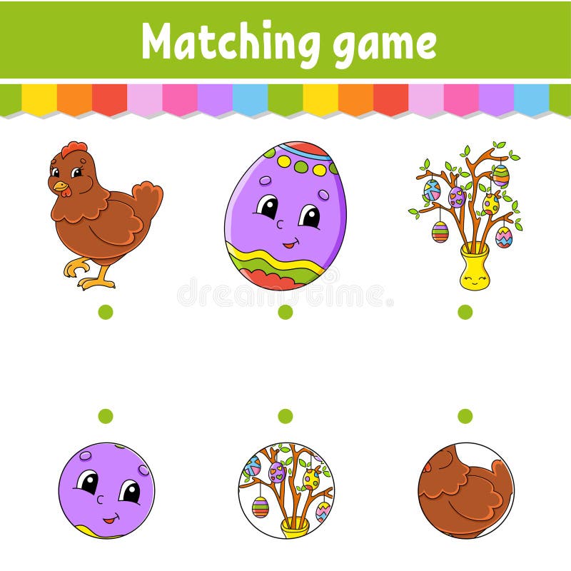 Matching Game for Kids. Education Developing Worksheet. Draw a Line ...