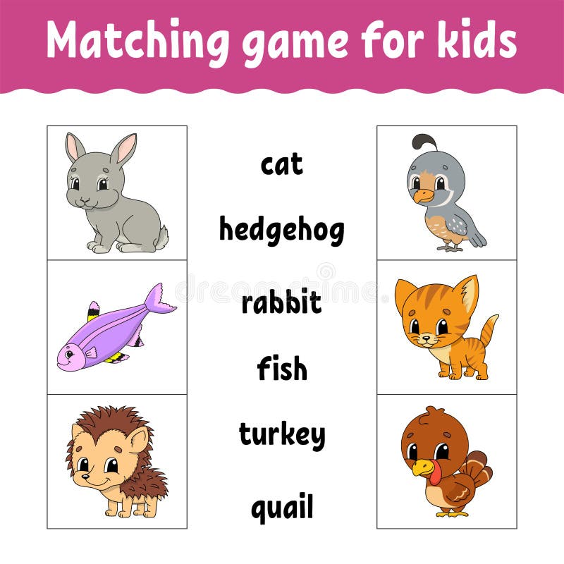 Matching Game for Kids. Find the Correct Answer. Draw a Line. Learning ...
