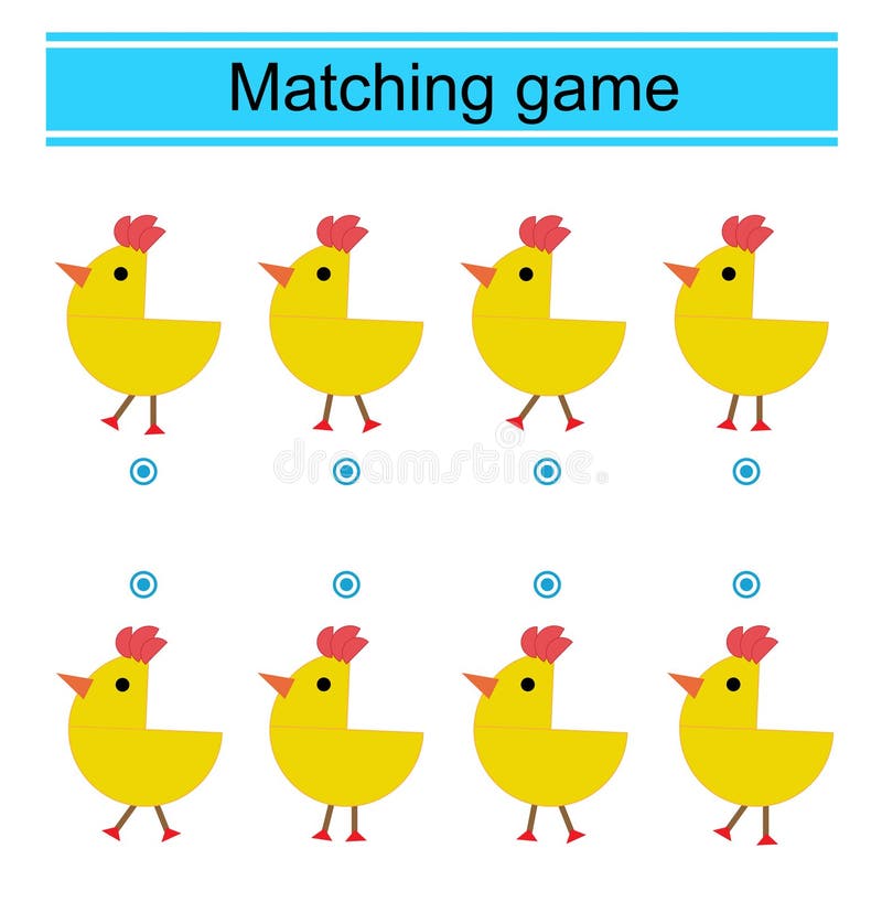 Matching Game for Kids. Find the Correct Pattern of the Chicken and ...