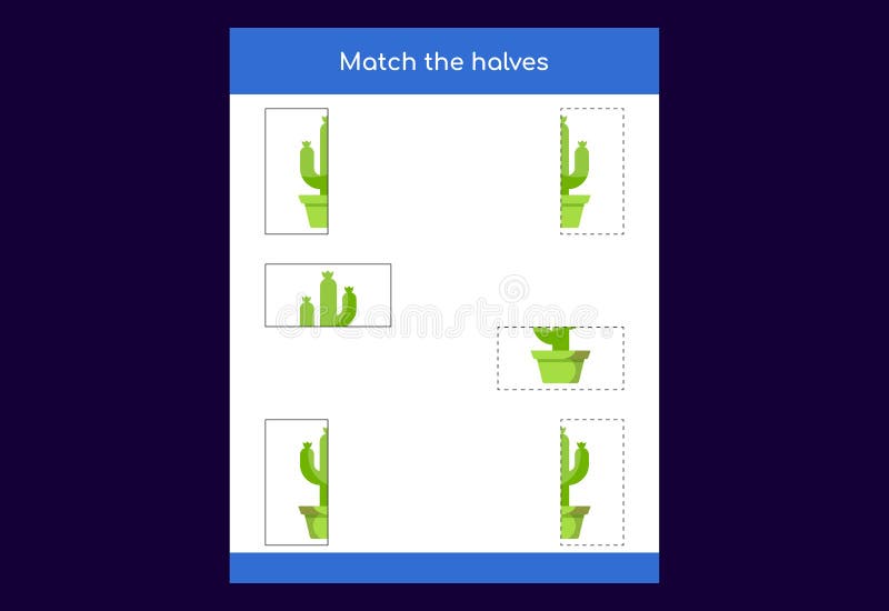 Matching Game. Match Halves of Objects. Educational Game for Children ...