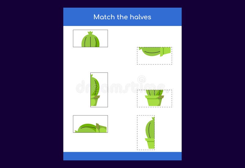 Matching Game. Match Halves of Objects. Educational Game for Children ...