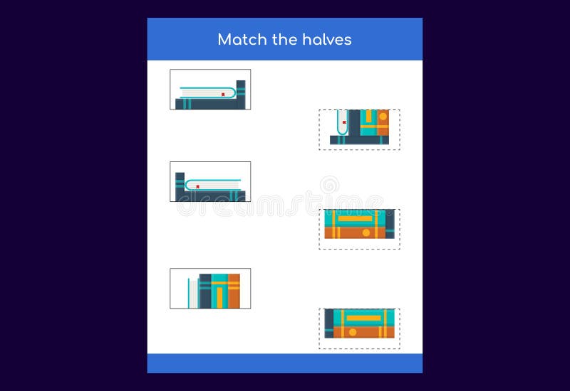 Matching Game. Match Halves of Objects. Educational Game for Children ...